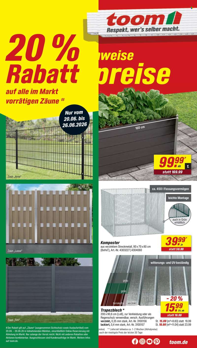 TOOM BAUMARKT Prospekt ️ ab Samstag, 20.06. ᐅ zum blättern